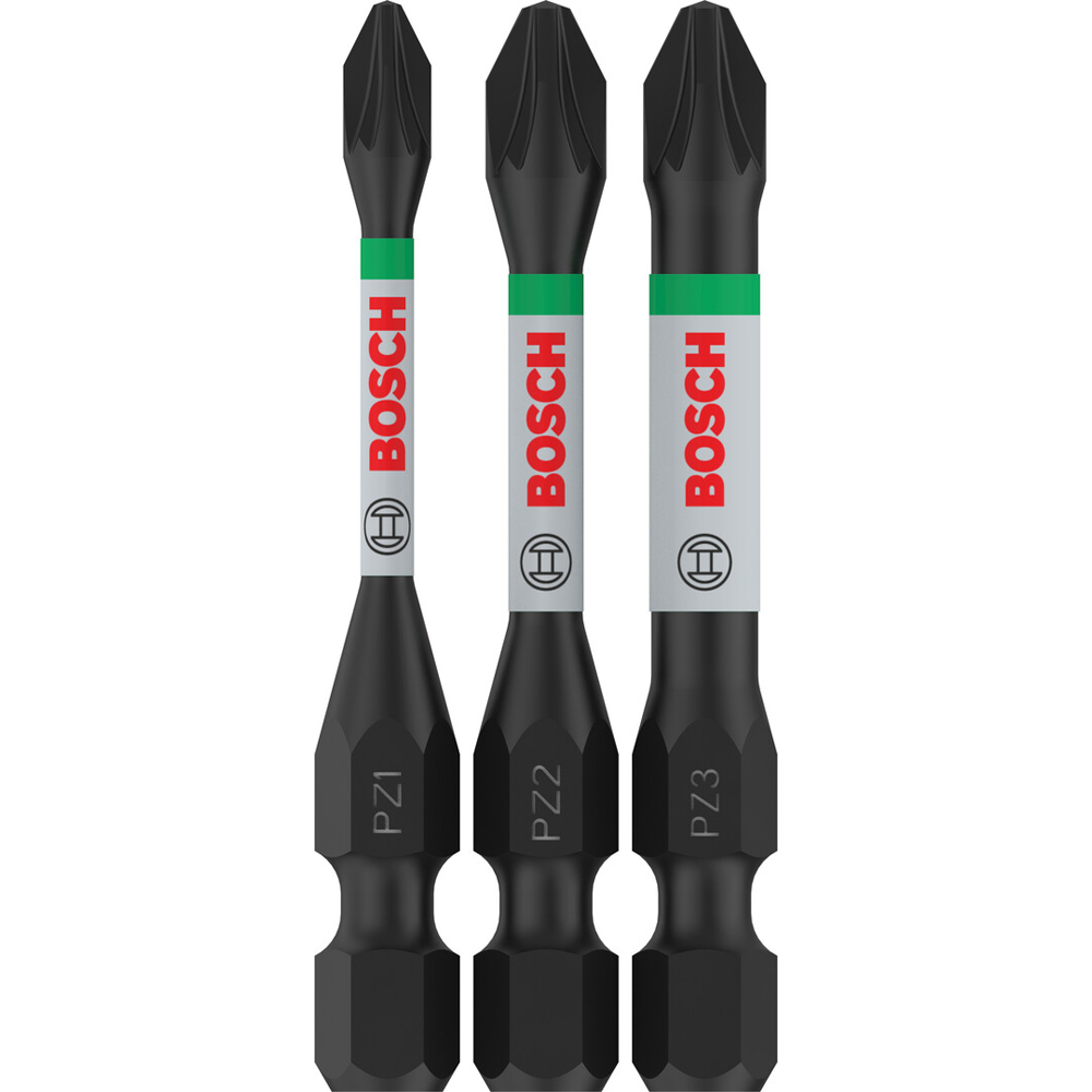 Bosch Professional PZ Impact Bits PZ1 PZ2 PZ3 55mm 3 pcs 2608521U57 ...