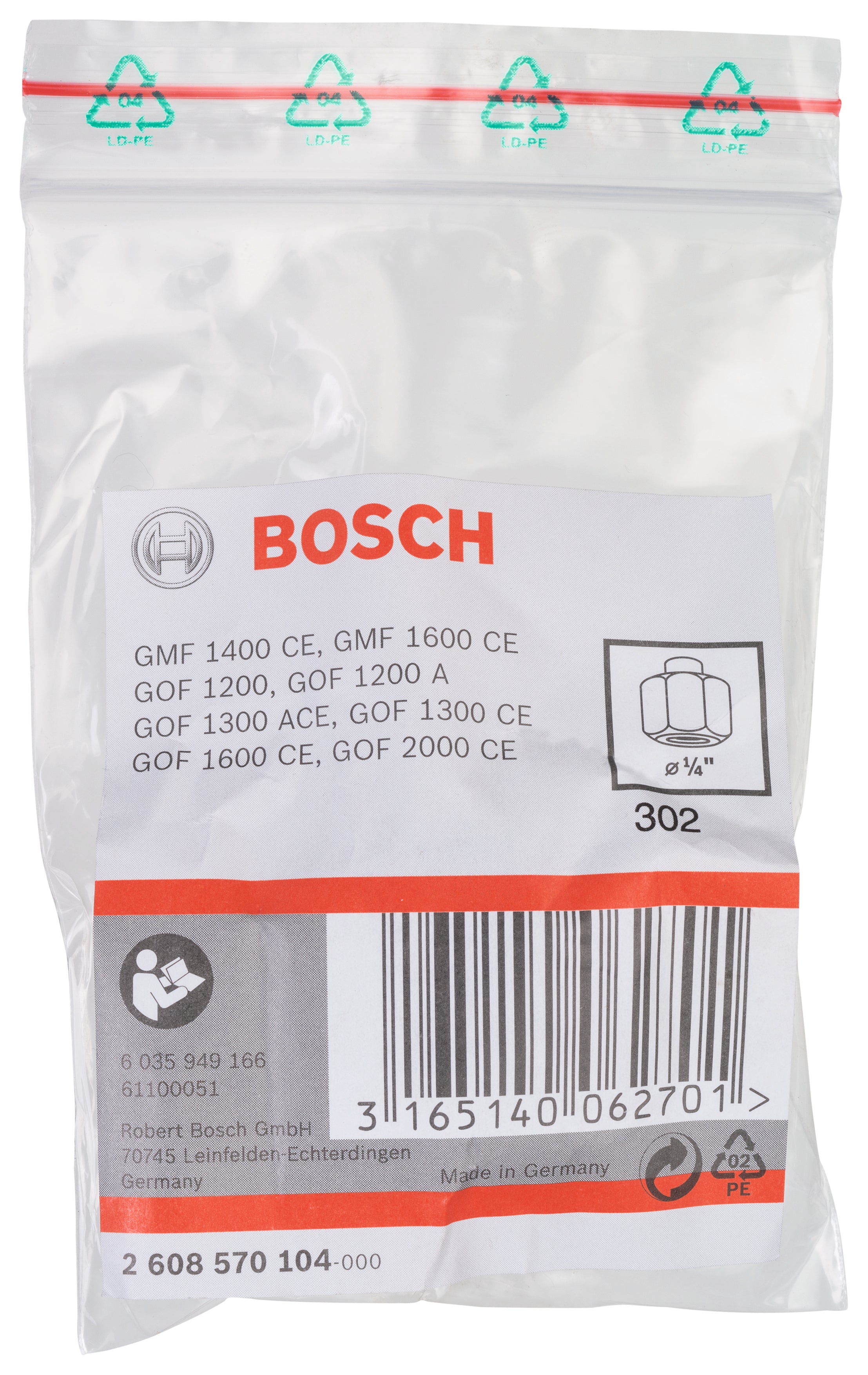 Bosch Professional COLLET AND NUT SET 1/4 inch 2608570104 – Campbell ...