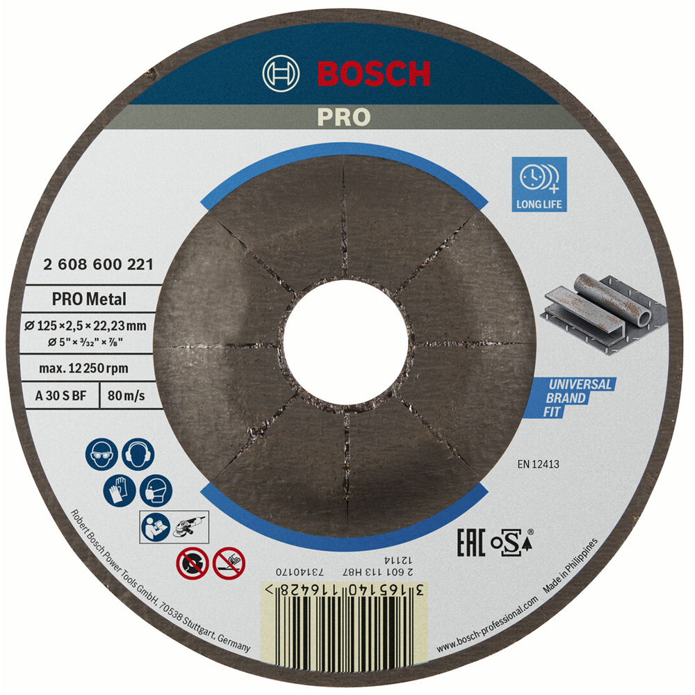 Bosch Professional Metal Bonded Cutting Disc 125 x 2.5 x 22.23mm 26086 ...