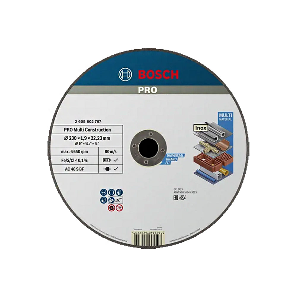 Bosch PRO Multi Material 230x19x22.23MM Cutting Disc 2608602767 ...