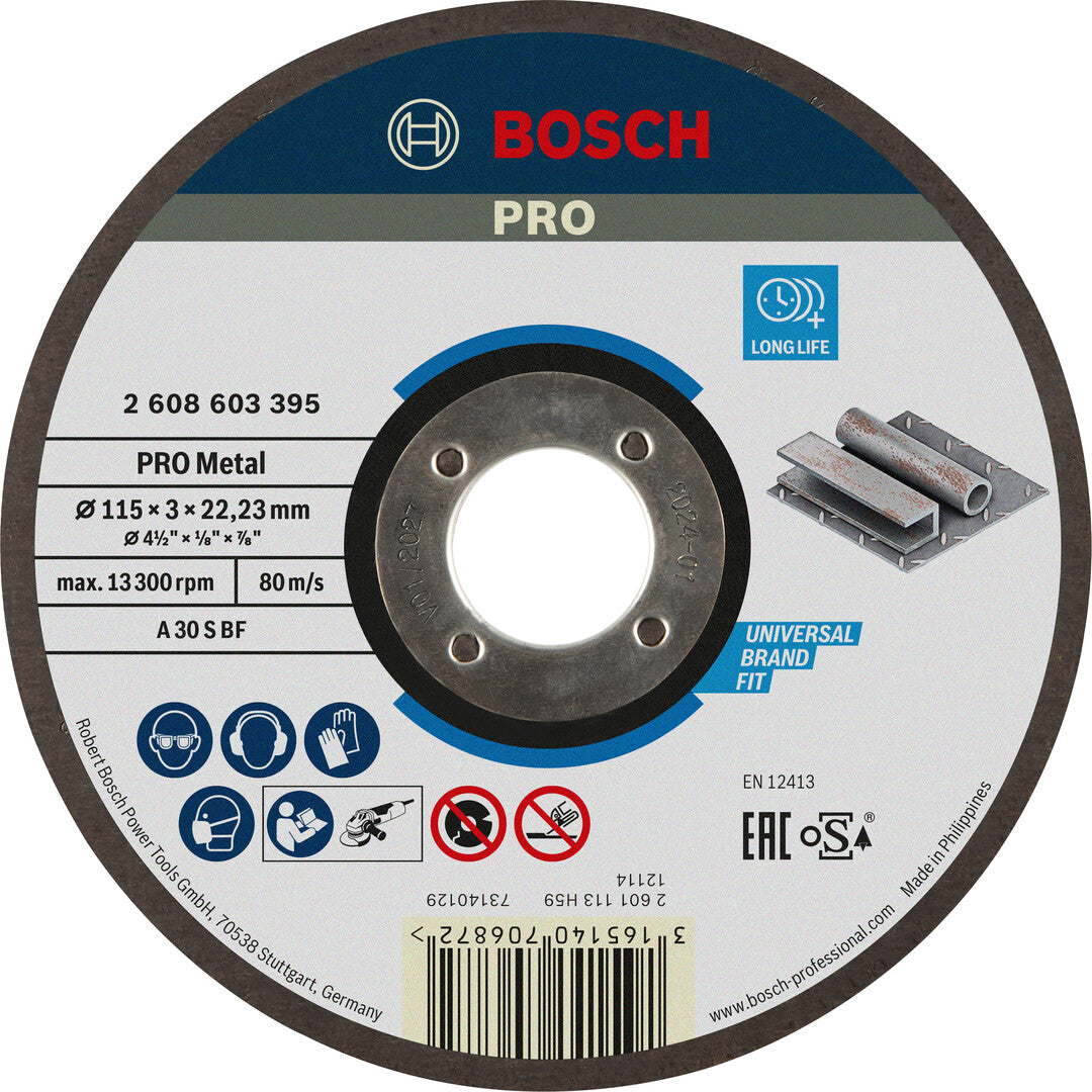 Bosch Professional Metal Bonded Cutting Disc 115 x 3 x 22.23mm 2608603 ...