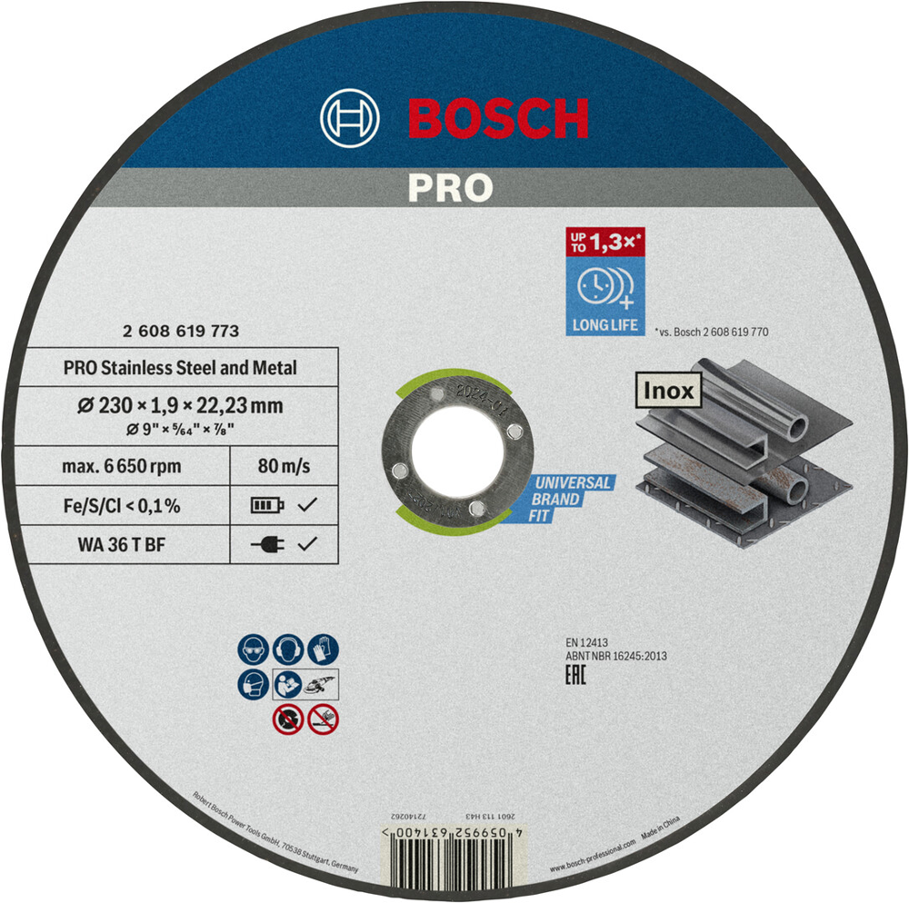 Bosch Professional Stainless Steel and Metal Bonded Cutting Disc 230 x ...