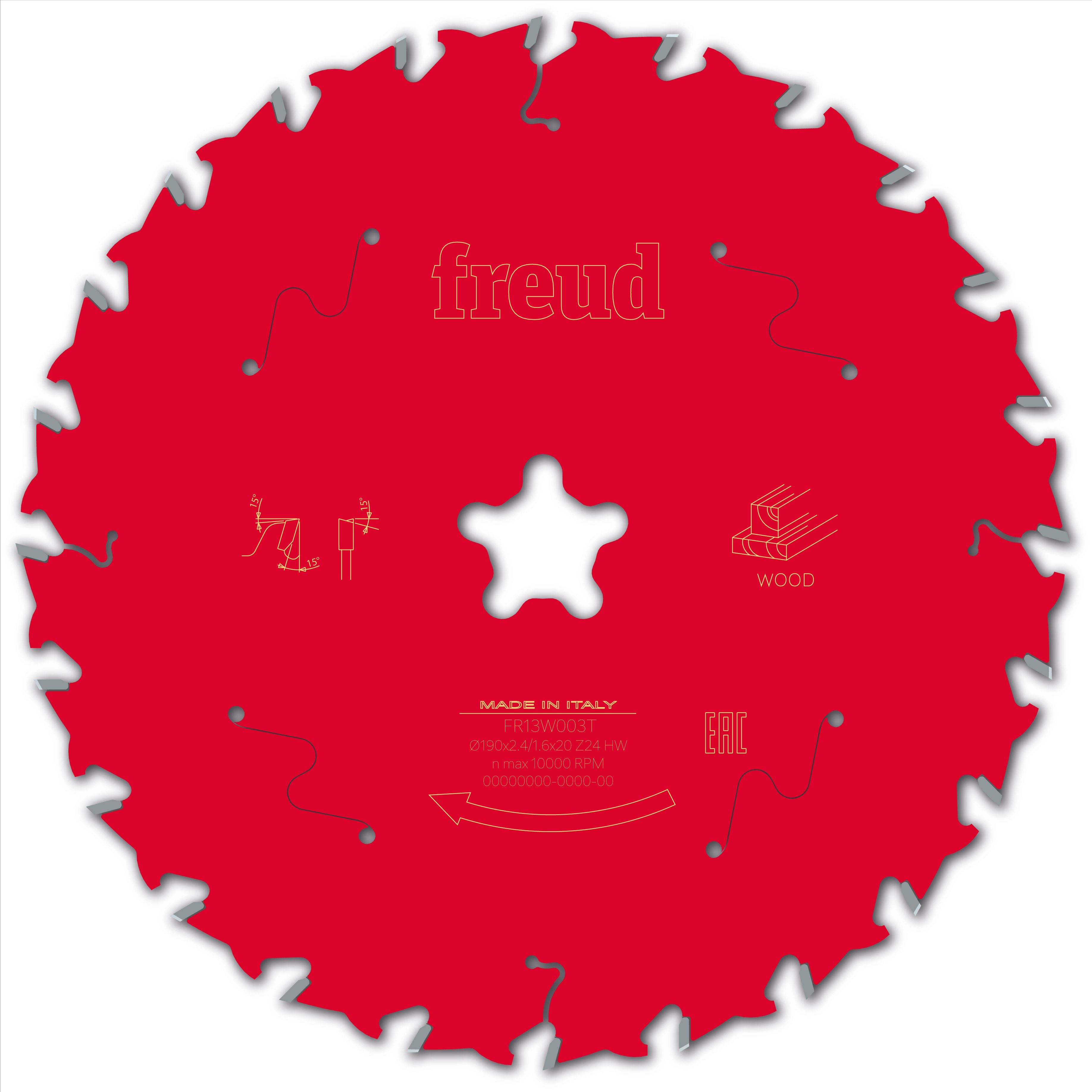 Freud F03FS09769 Wood Circular Saw Blade 190mm x Fast Fix x 2.4mm x 24 ...