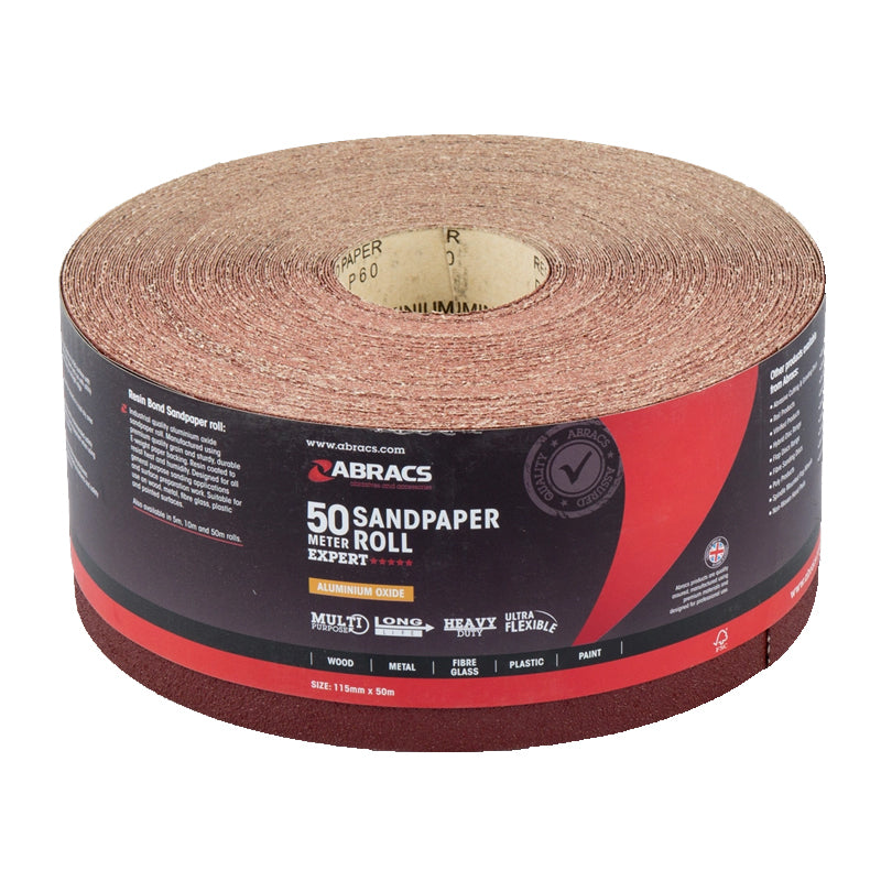 Abracs ABS11550080 115MMx50M Sandpaper Roll 80G ABR-ABS11550080 ...