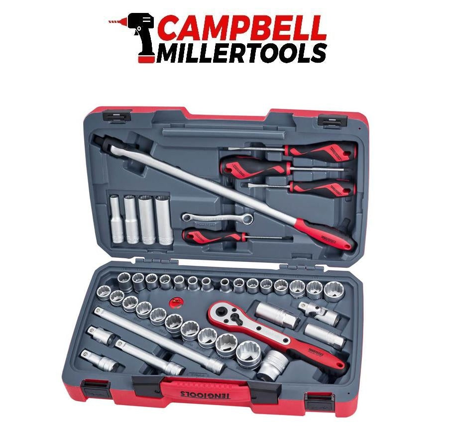 Teng T1244 44 Piece Metric 1 2in Drive Set + AF Socket Set & Accessory ...