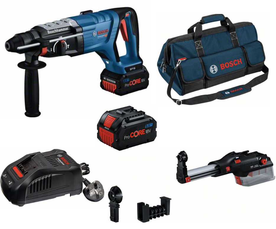 Bosch Professional GBH 18V 28 DC GDE 28 D 2 x 5.5ah Battery In Bag ...