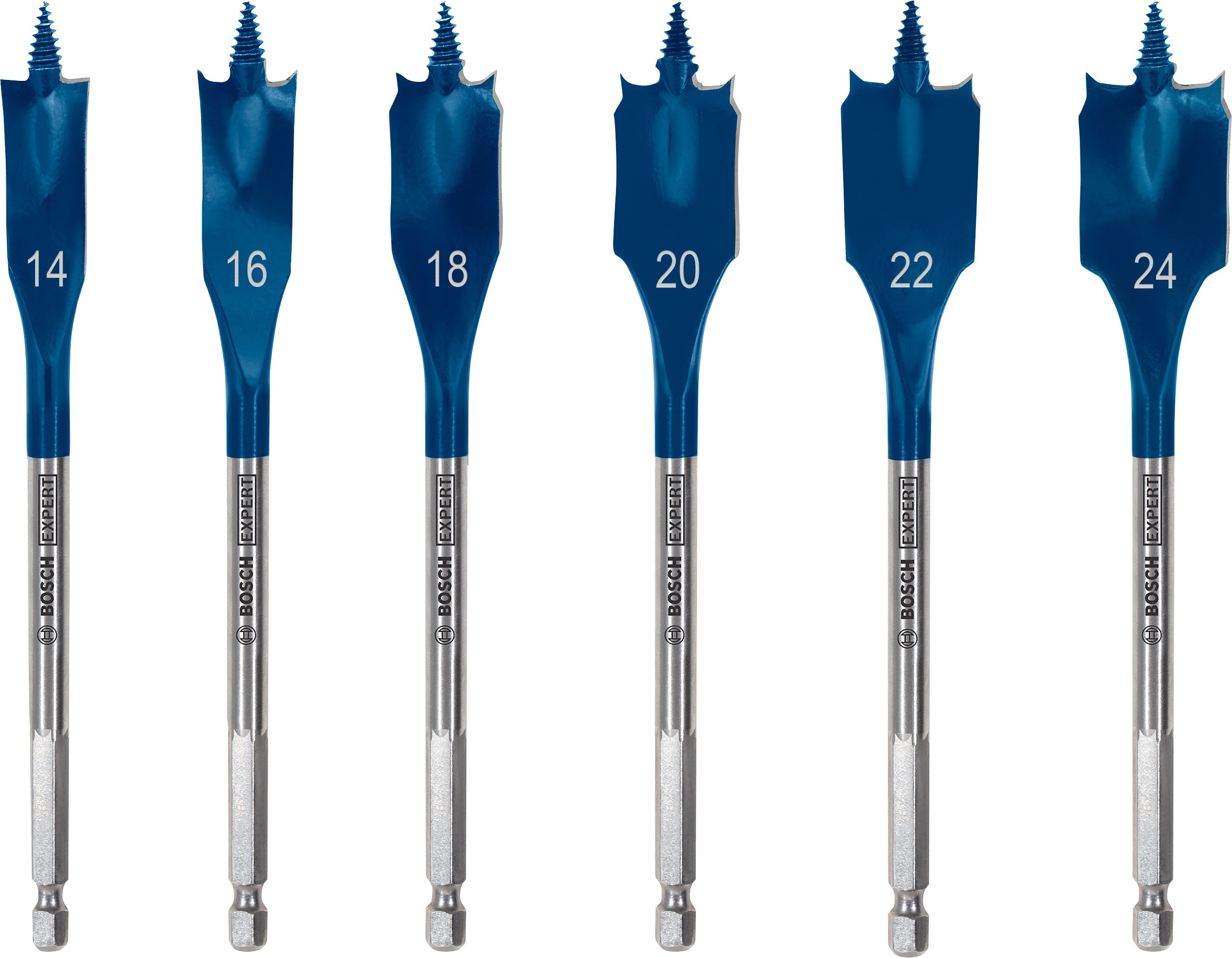 Bosch EXPERT Self Cut Speed Spade Drill Bit Set 14 16 18 20 22 24 mm 6 ...
