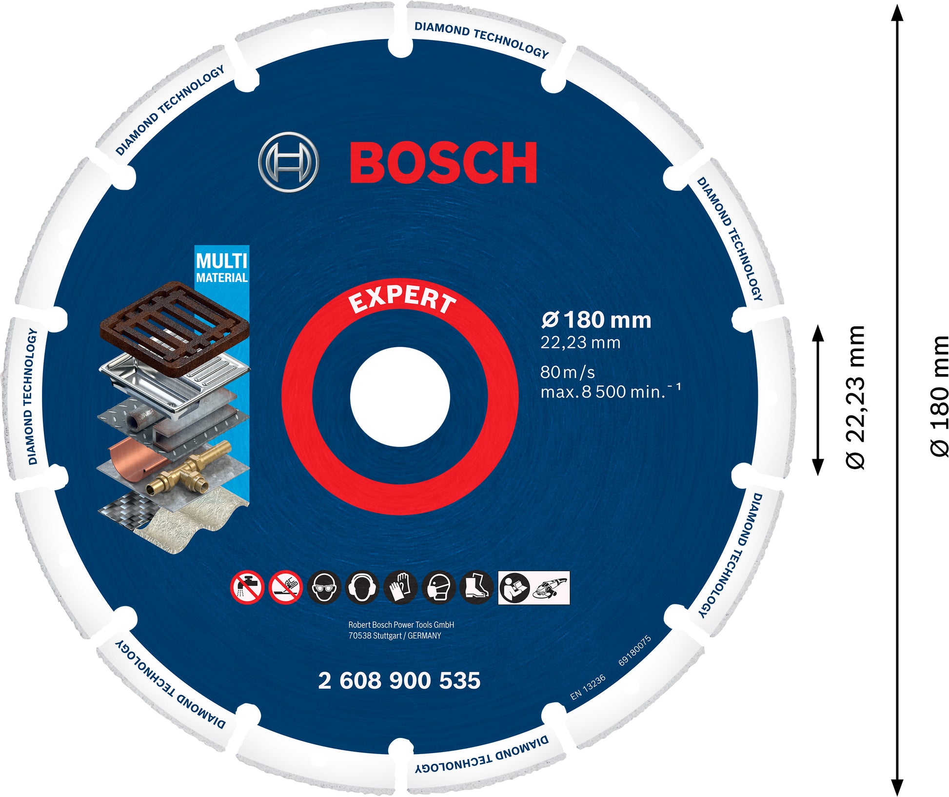 Bosch EXPERT Diamond Metal Wheel Cutting Disc 180 x 22.23 mm 260890053 ...