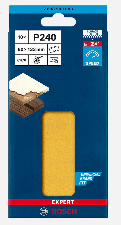 Bosch EXPERT C470 Sandpaper with 8 holes for Orbital Sanders 80 x 133 ...